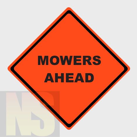 Mowers Ahead Mesh Roll-Up Sign